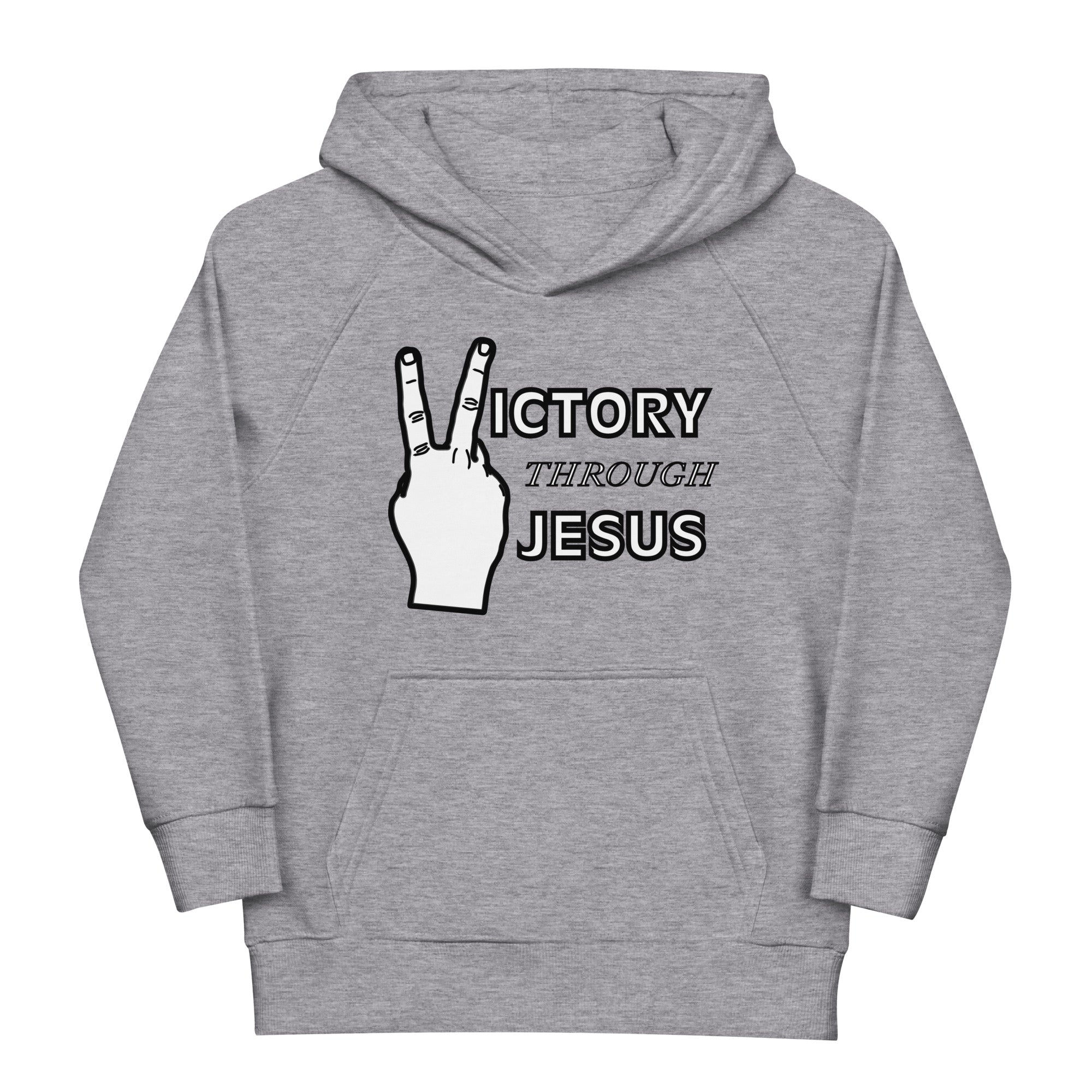 Victory through Jesus Sustainable Tween Hoodie – Bible School Merch